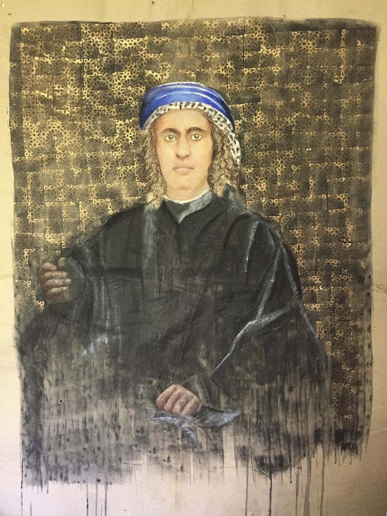 Katherine Bakhoum-Tisné - "Black Robe” Oil Painting 63" x 47" inch by ...