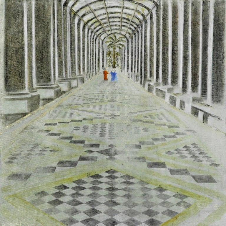 Katherine Bakhoum-Tisné - "L'enfilade" Painting in Glass Frame 47"x47 ...