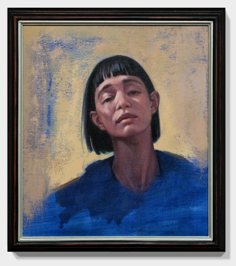 Katherine Fraser - "What You See", Blue and Yellow Portrait Oil ...