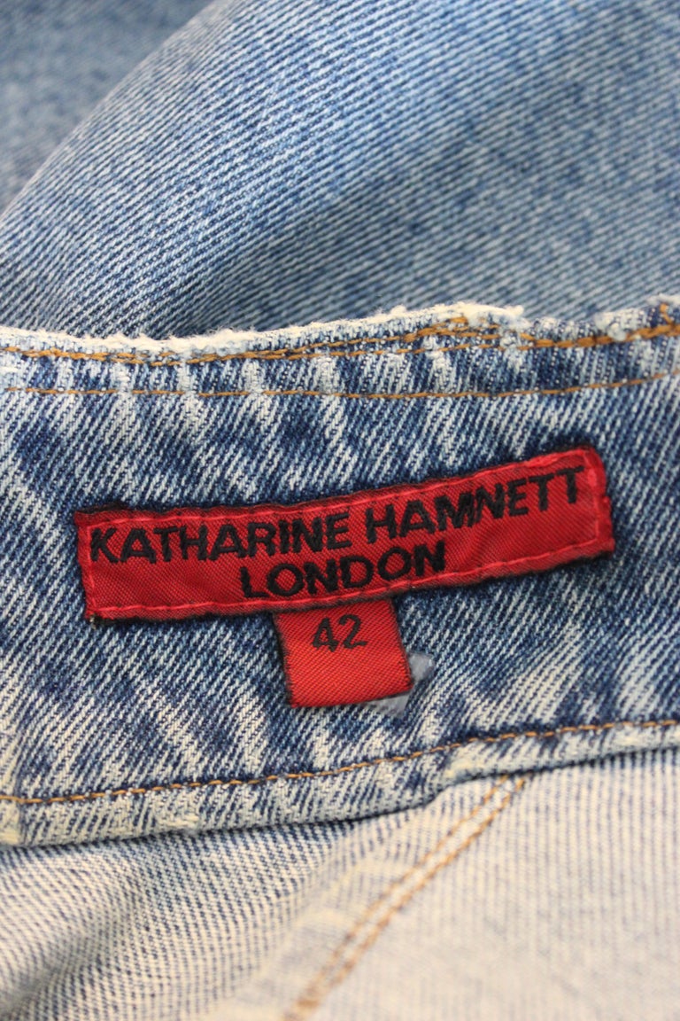 Katherine Hamnett Blue Gold Denim Sequins Short Dress at 1stDibs