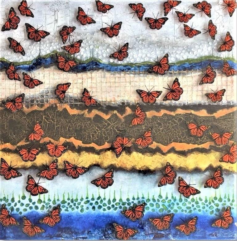 Kathleen Kane-Murrell - Abstract Mixed Media Art Painting, "She Follows ...