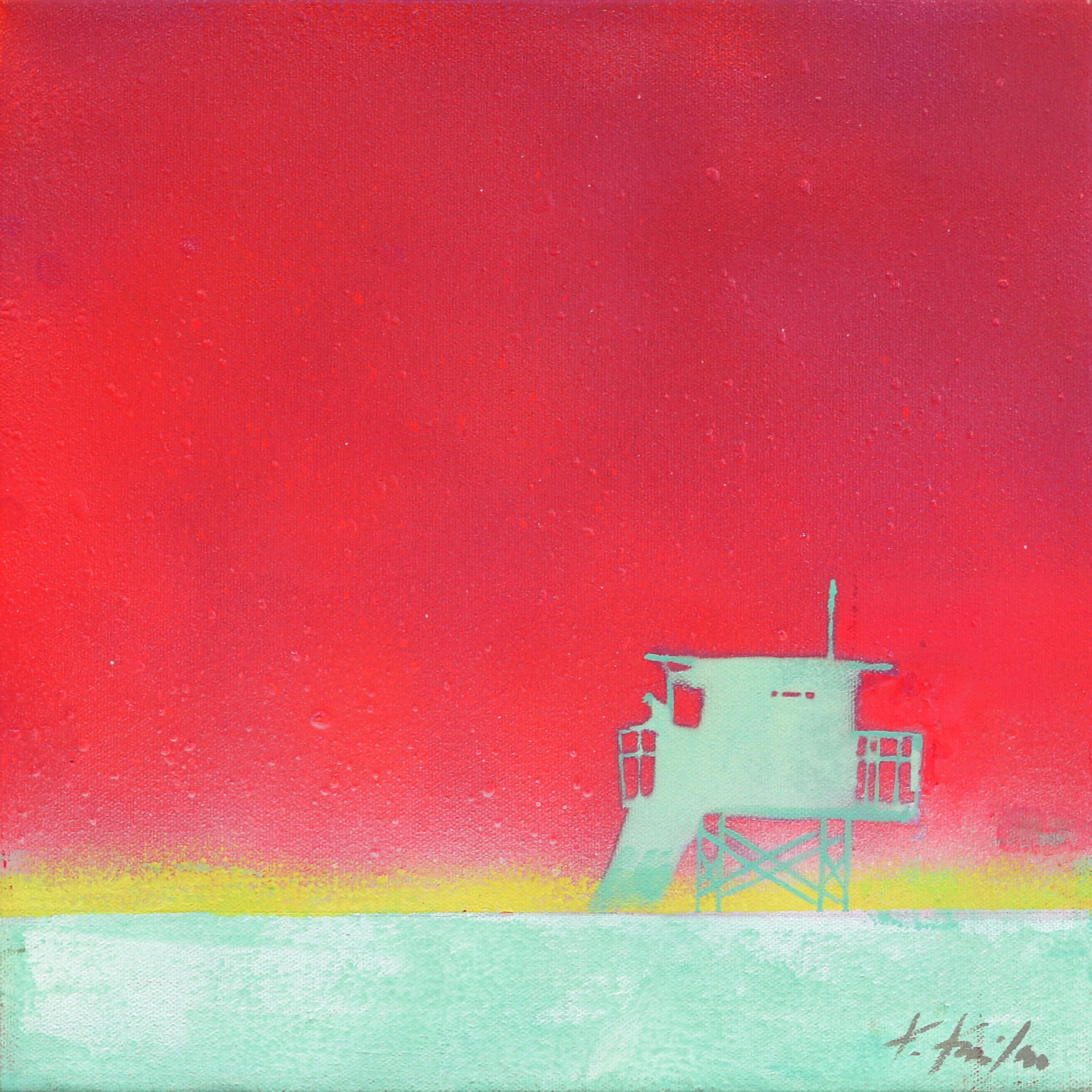 Kathleen Keifer - Watermelon Skies - Lifeguard Stand on Beach Original ...