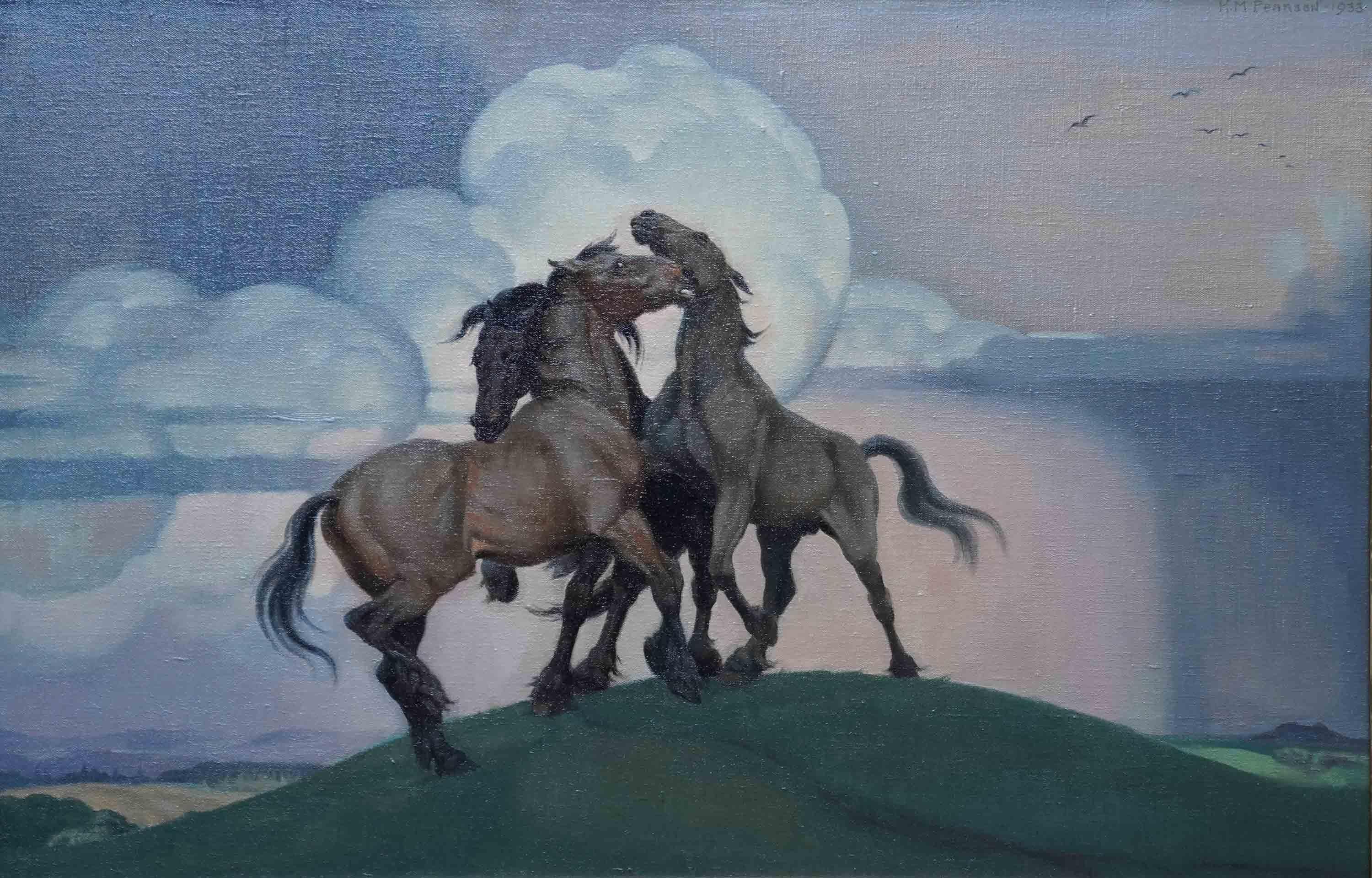 Kathleen Pearson - Three Horses + prelim sketch - British 1930's art ...