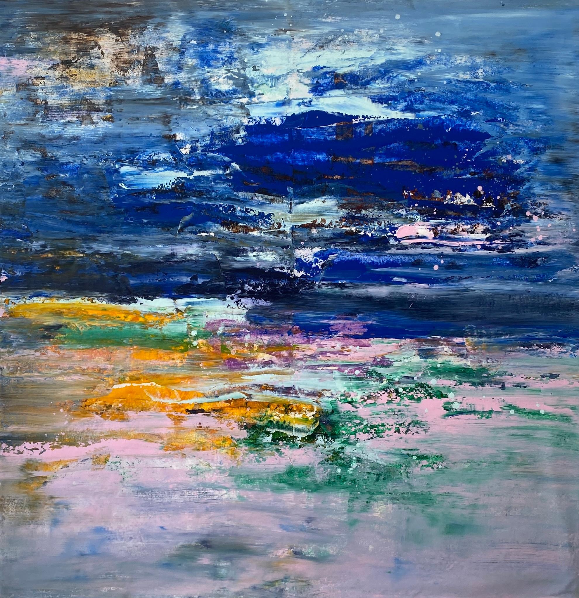 Kathleen Rhee - abstract expressionist painting rainbow original coast beach water landscape For ...