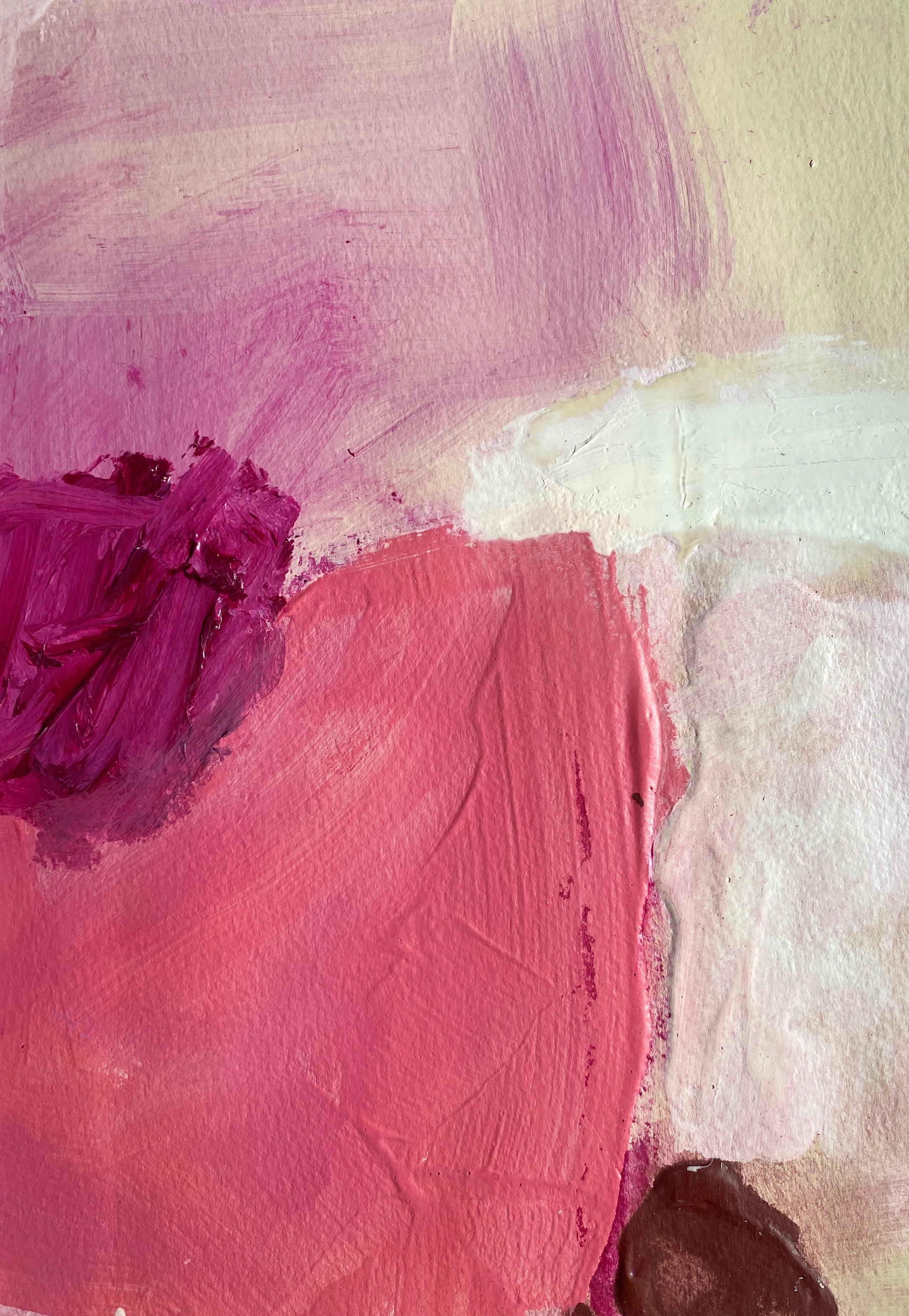 Kathleen Rhee - Abstract Forms Pink no2 small abstract on paper framed ...