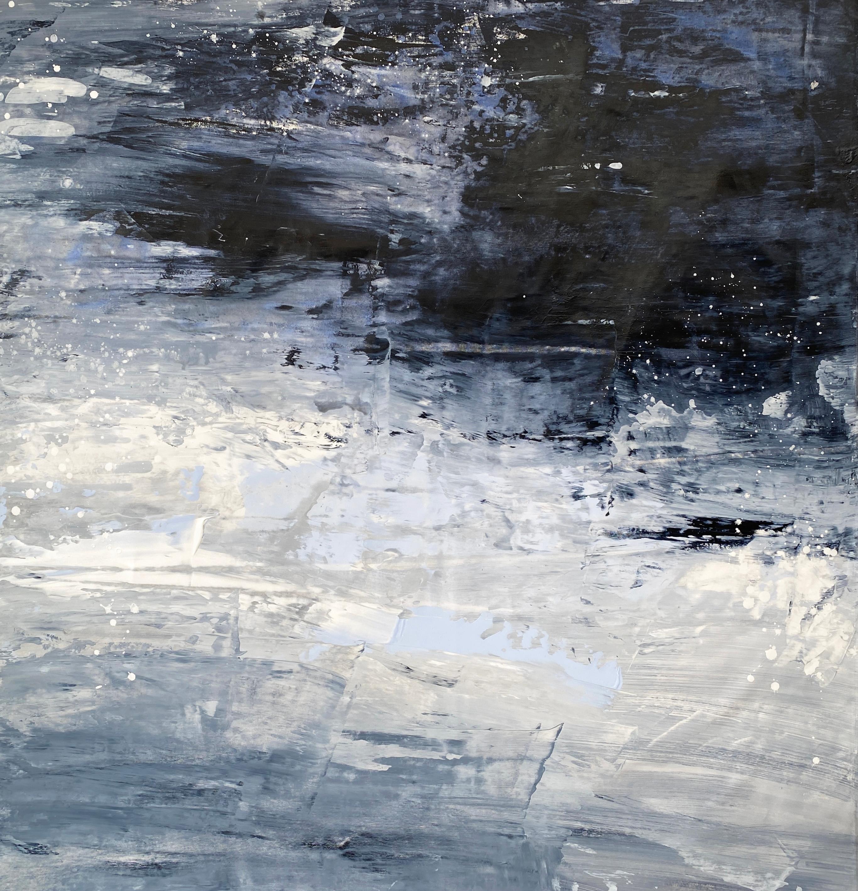 Kathleen Rhee - abstract painting blue white large original interior ...