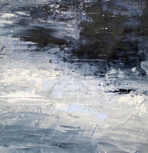 Kathleen Rhee - abstract painting blue white large original interior ...