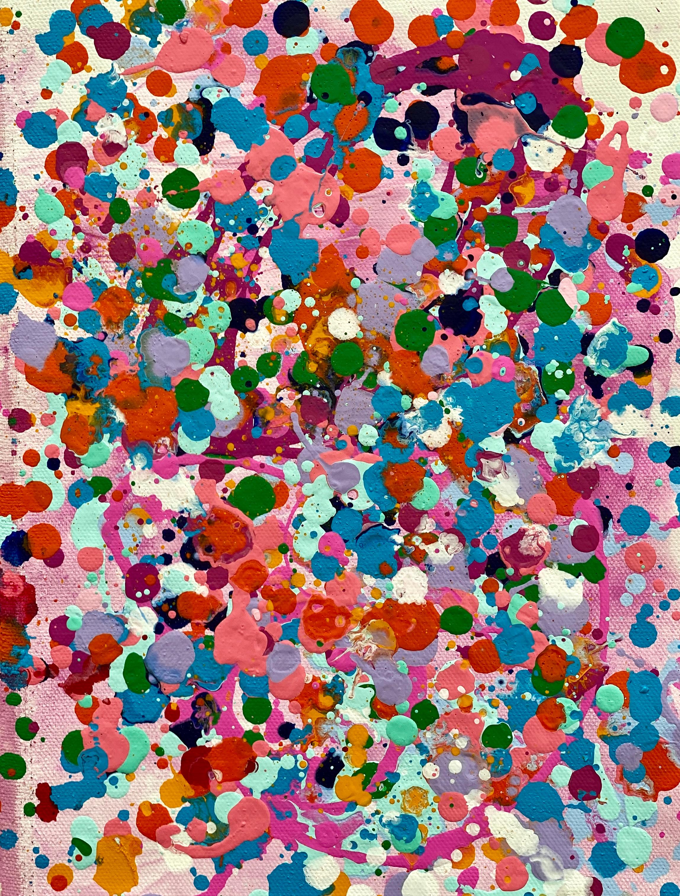 Kathleen Rhee - Colorful spatter no3 drip abstract expressionist Jackson Pollock pink orange For ...