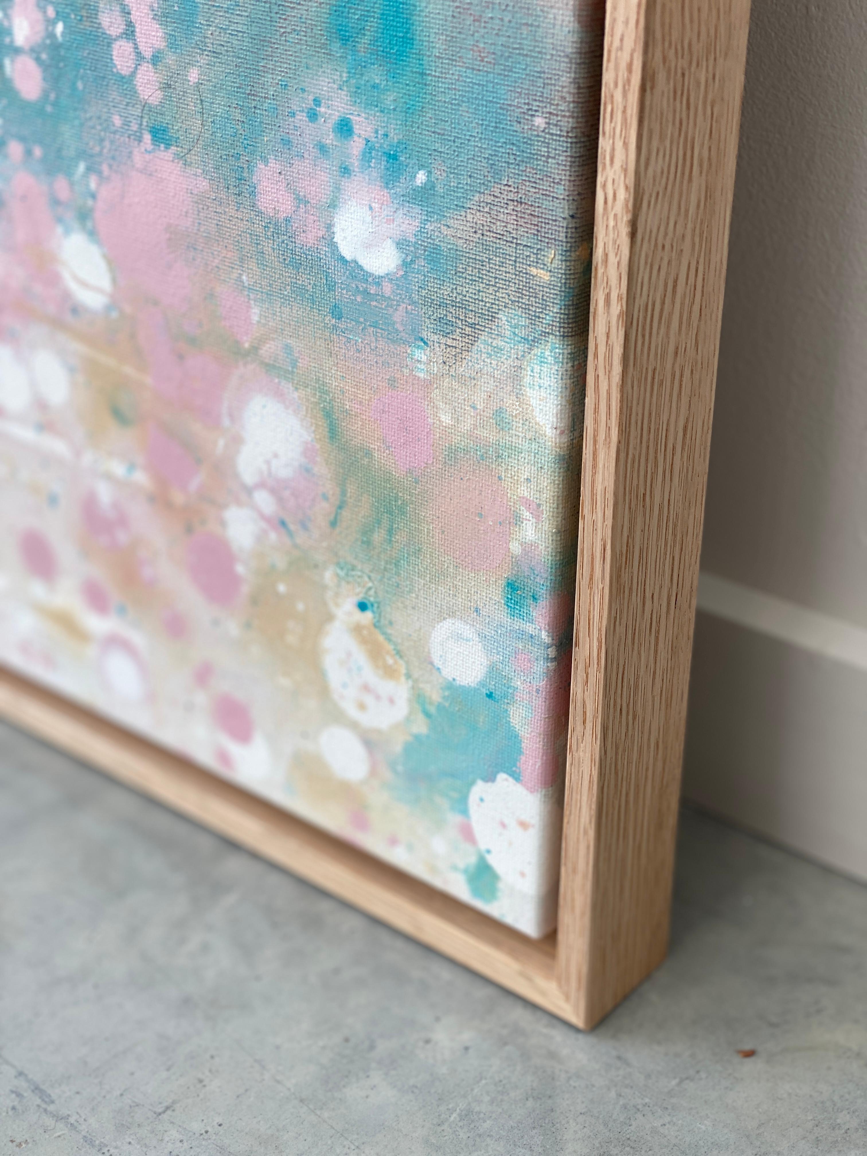 Kathleen Rhee - Colourscape colorful abstract expressionist painting framed in oak rainbow blue ...