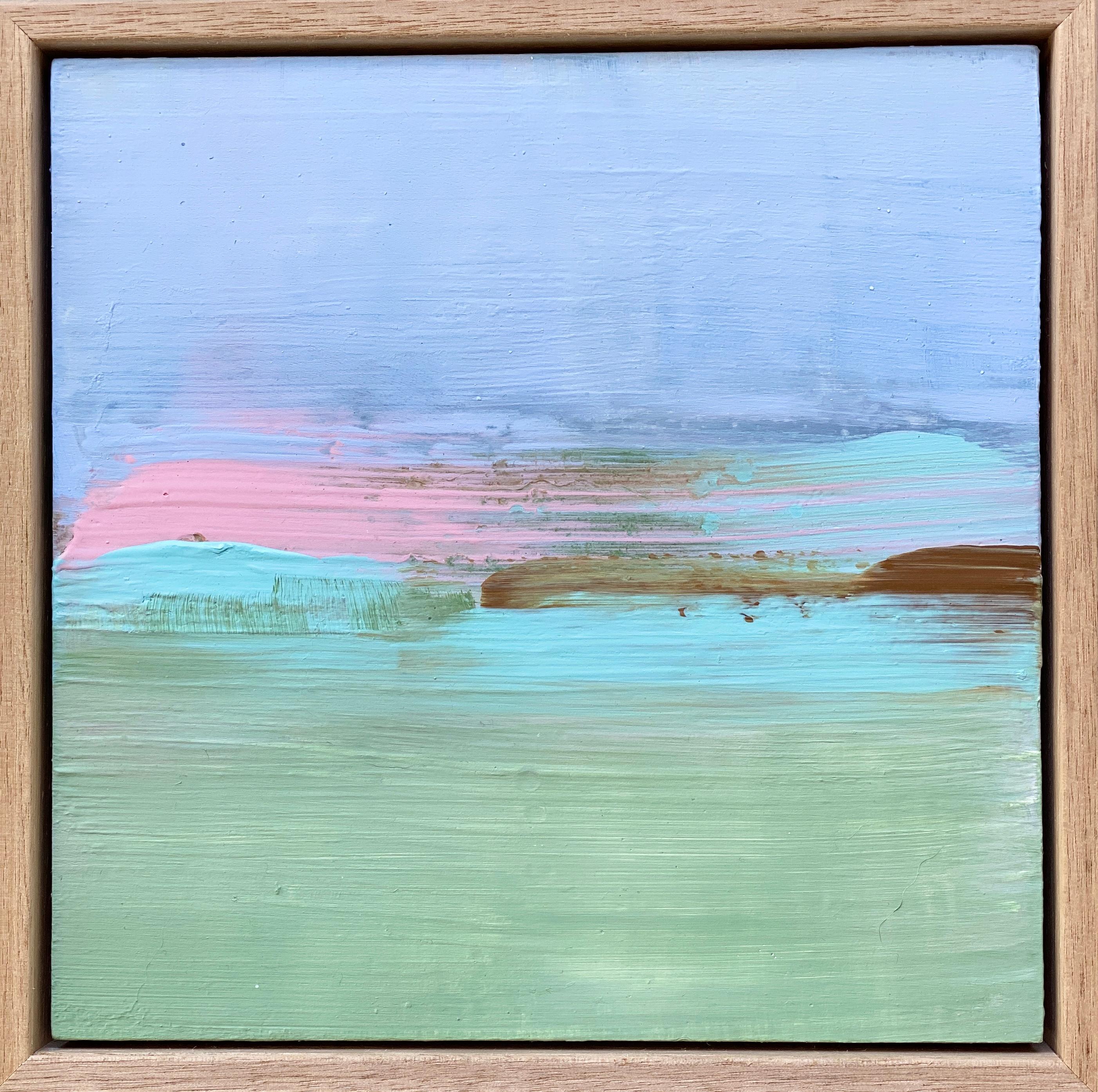 Kathleen Rhee - Fields of Green small framed abstract impressionist ...