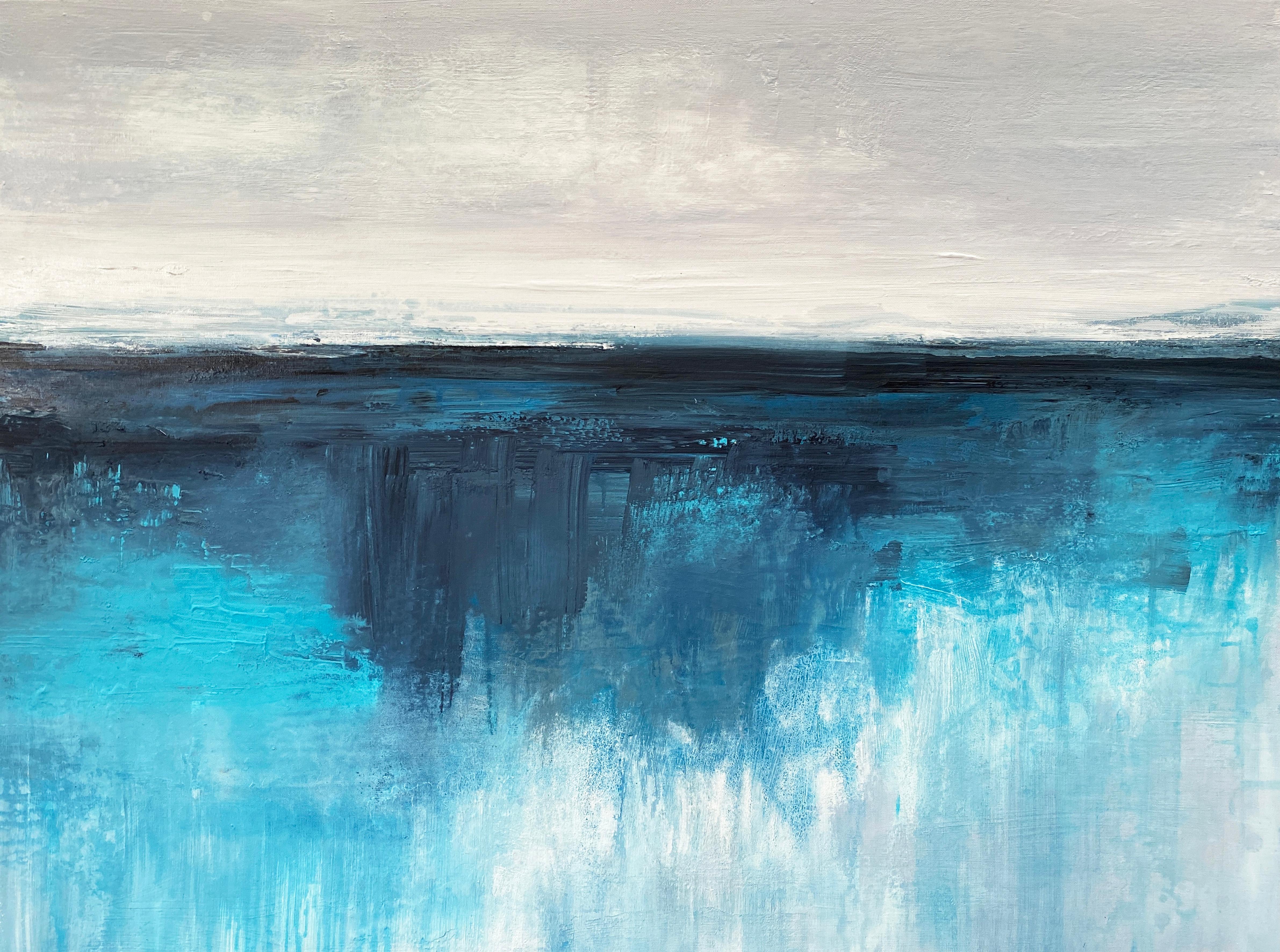 Kathleen Rhee - Gold Coast Blue semi abstract sea scape on canvas in ...