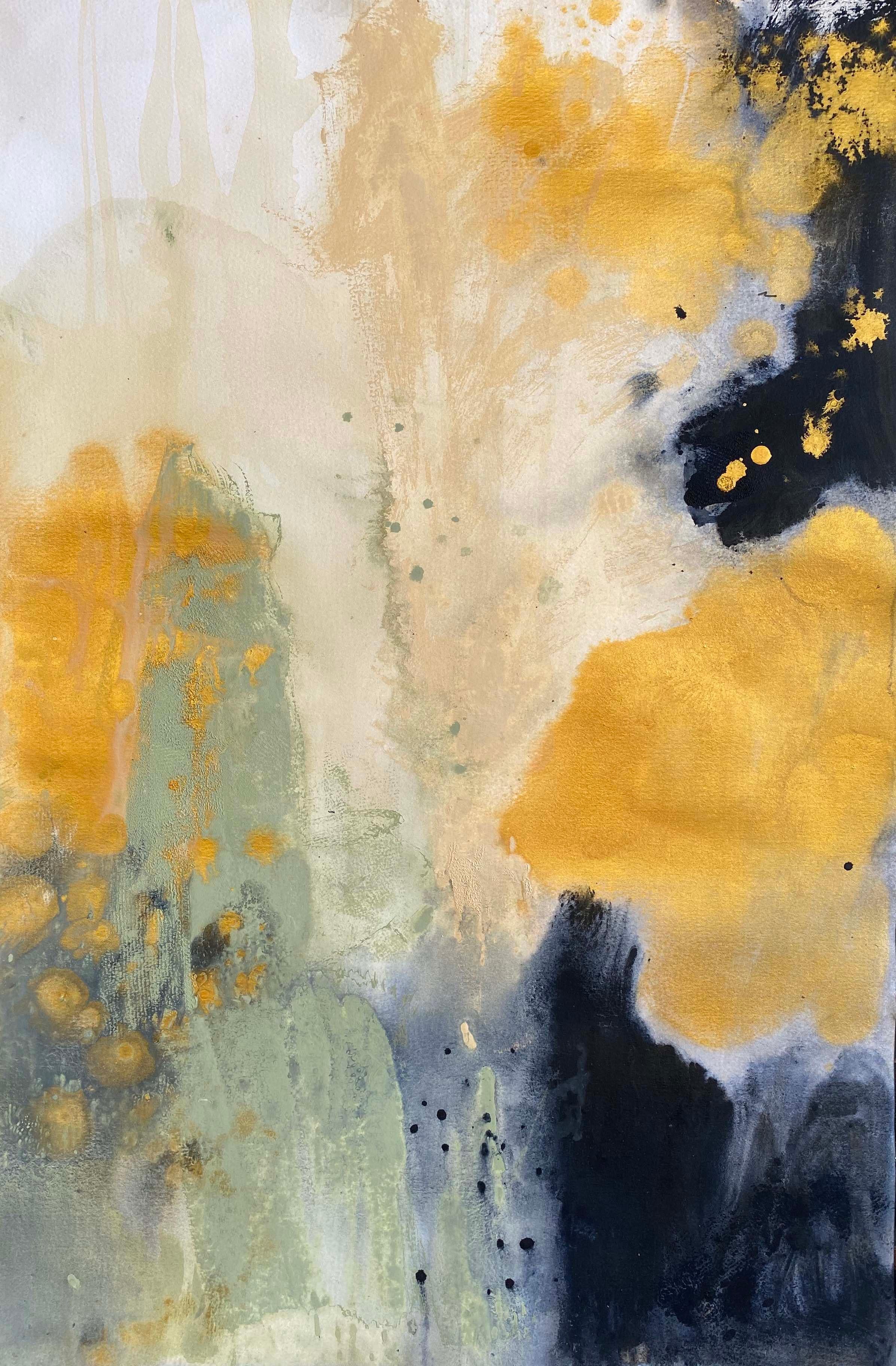 Kathleen Rhee - Organic abstract expression painting black gold ...