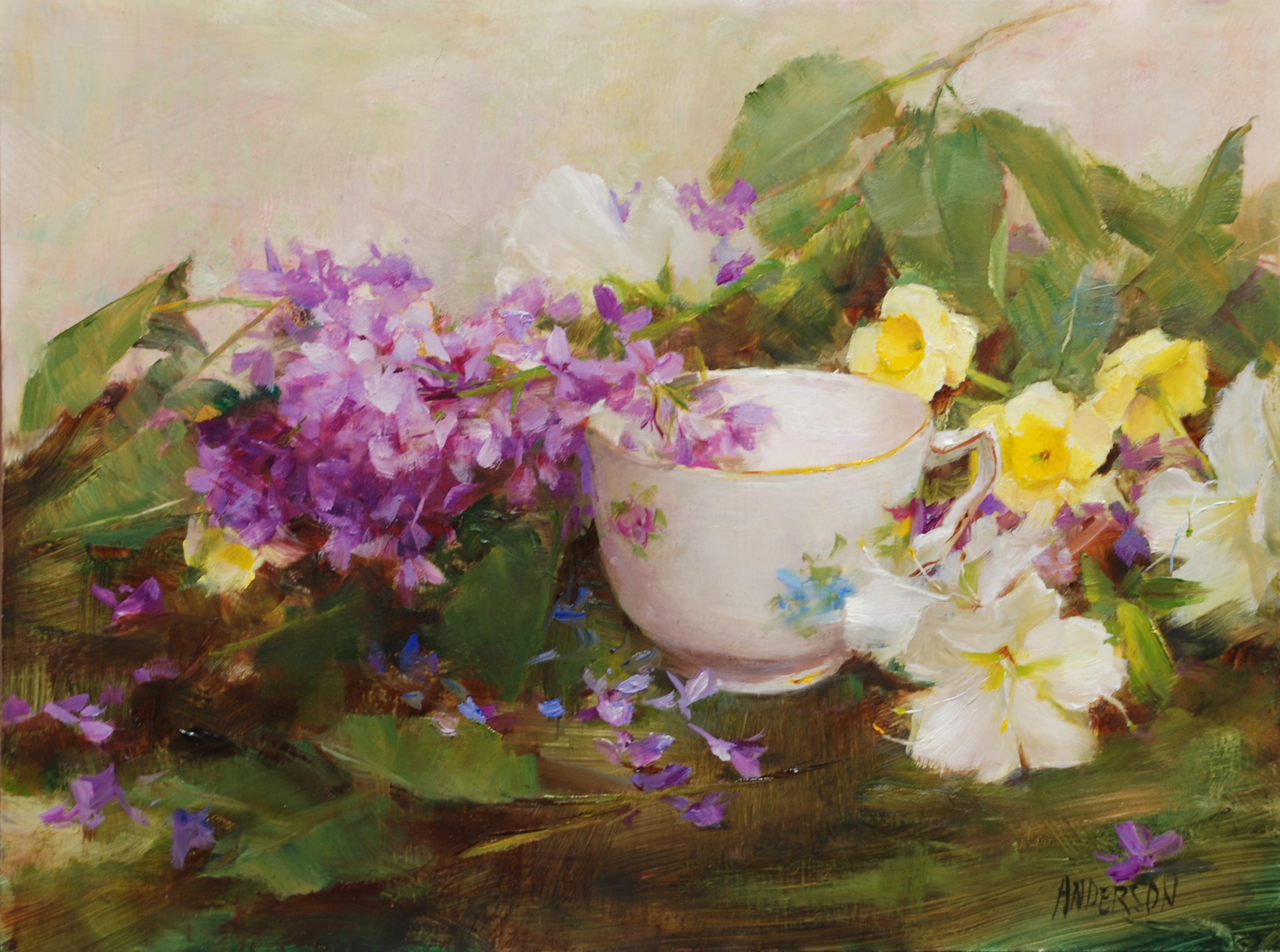 Kathy Anderson - "Lilacs and Minnow Daffodils, " Oil Painting For Sale ...