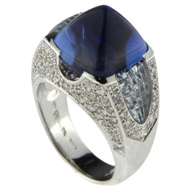 SCAVIA Katrina Natural Sapphire Diamonds Blu Topaz Ring For Sale at 1stDibs