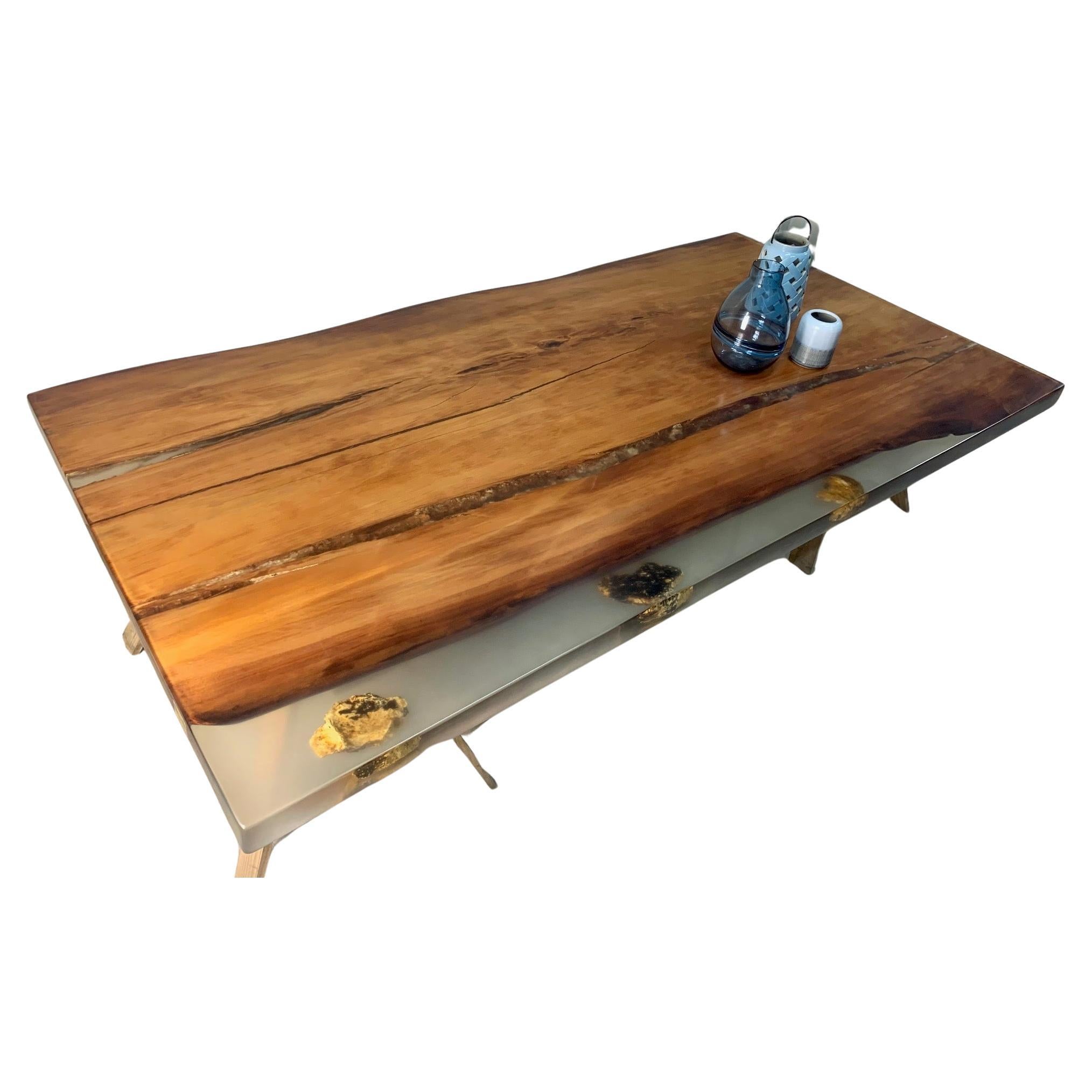 Kauri Dining Table in Solid Ancient Kauri Wood and Amber For Sale at ...