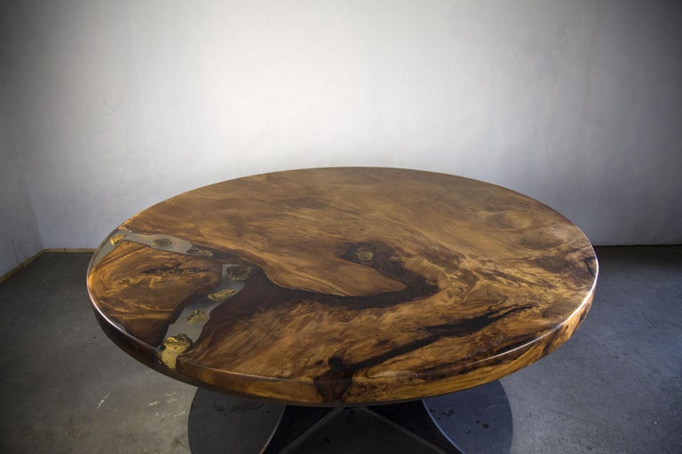 Kauri Round Dining Table in Solid Ancient Kauri Wood For Sale at 1stDibs