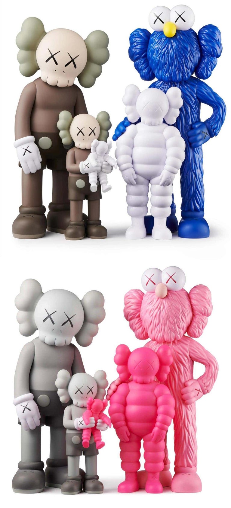 KAWS FAMILY set of 2 works (brown & grey KAWS Family companion)