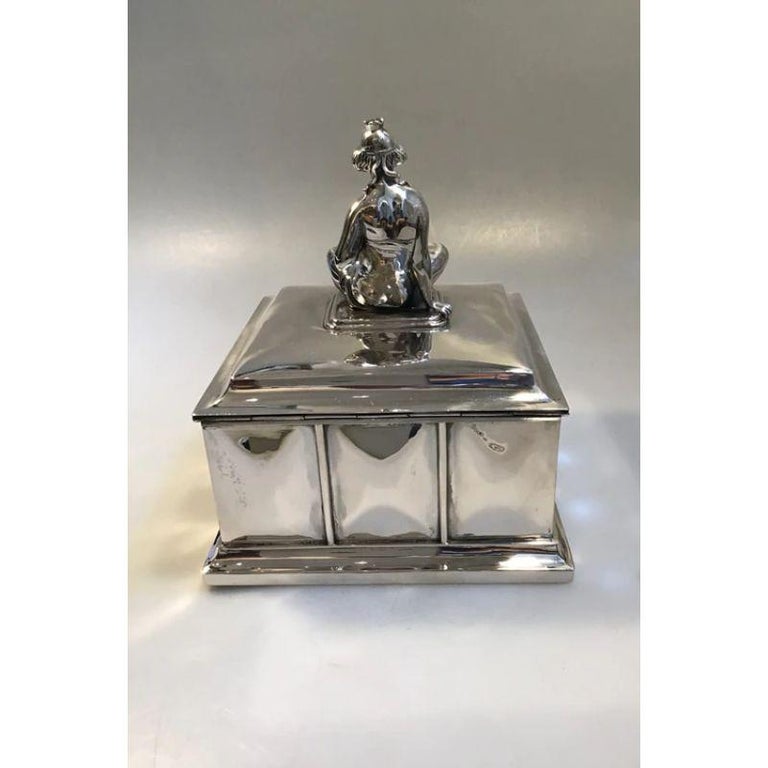 Kay Bojesen 830 S Silver Box with Figurine For Sale at 1stDibs