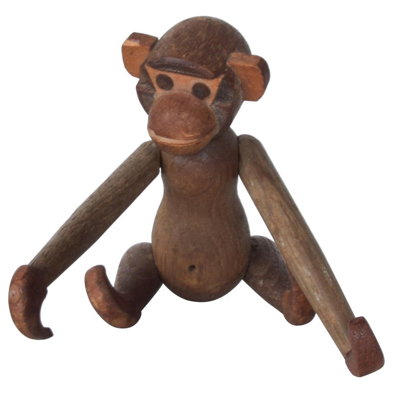 Kay Bojesen Danish Style Teak Wood Jointed Flexible Toy Baby Monkey ...