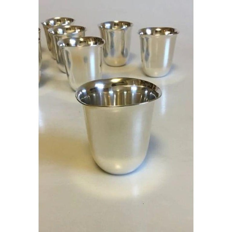 Kay Bojesen Sterling Silver Set of 12 Whiskey Cups For Sale at 1stDibs