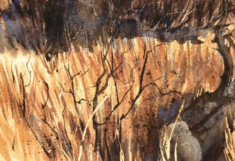 Kay Swanson - Autumn Forest , 1970''s Earth-tone Vertical Landscape ...