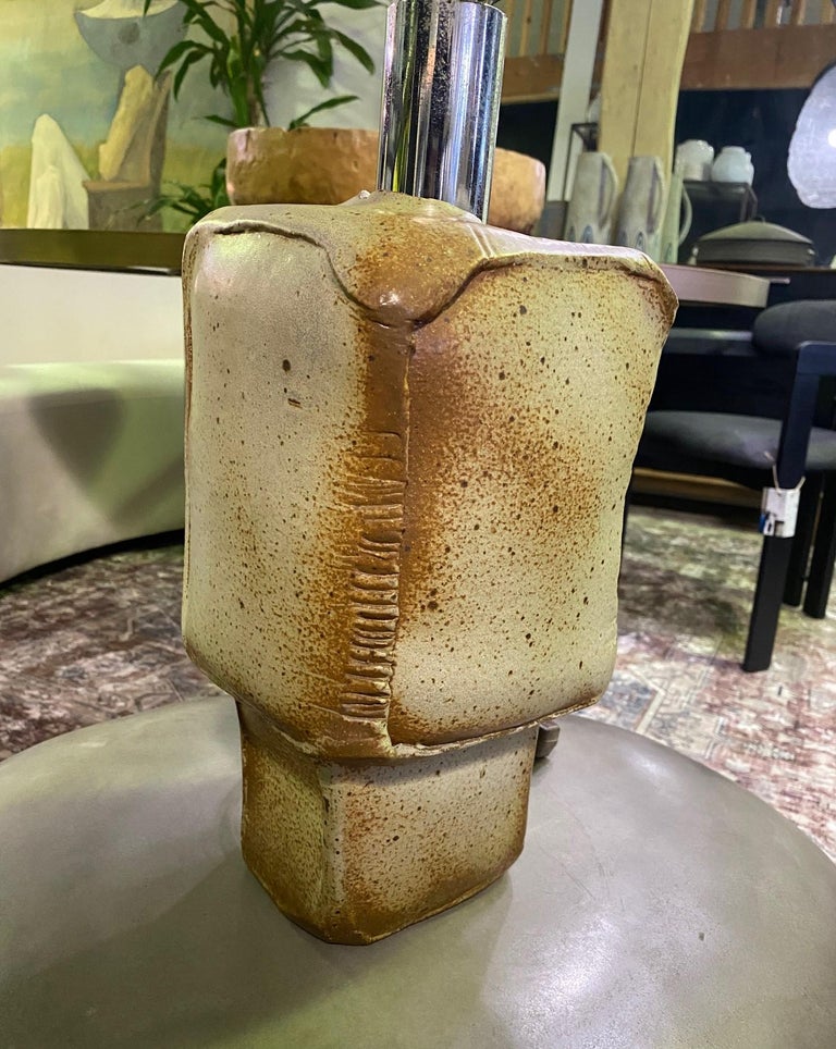 Kazuko Matthews Signed Brutalist Studio Pottery Slab Modern Table Lamp ...