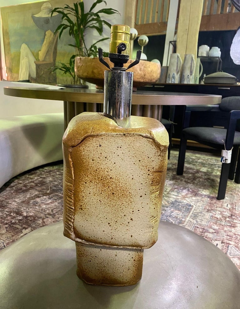 Kazuko Matthews Signed Brutalist Studio Pottery Slab Modern Table Lamp ...