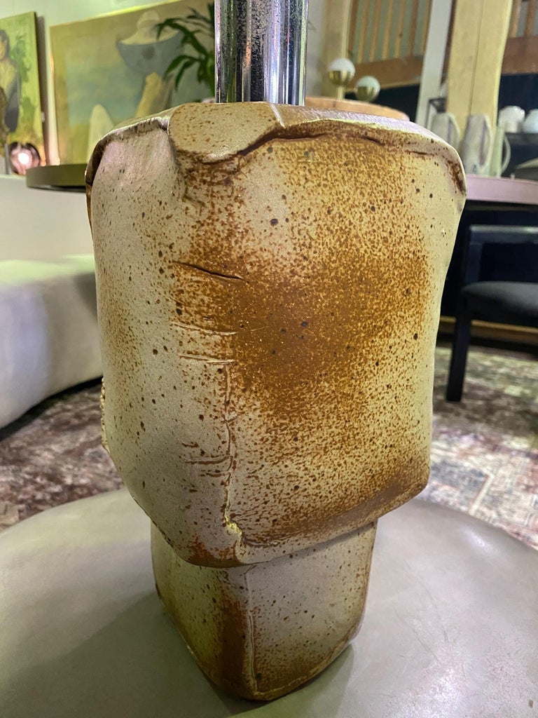 Kazuko Matthews Signed Brutalist Studio Pottery Slab Modern Table Lamp ...