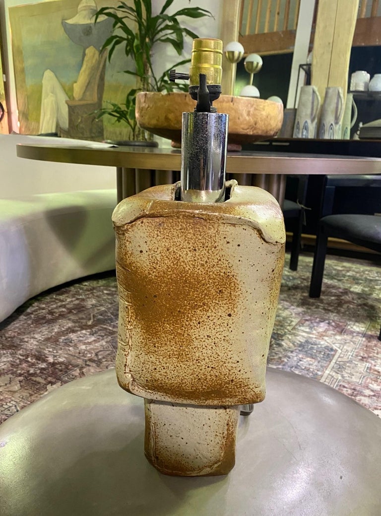 Kazuko Matthews Signed Brutalist Studio Pottery Slab Modern Table Lamp ...