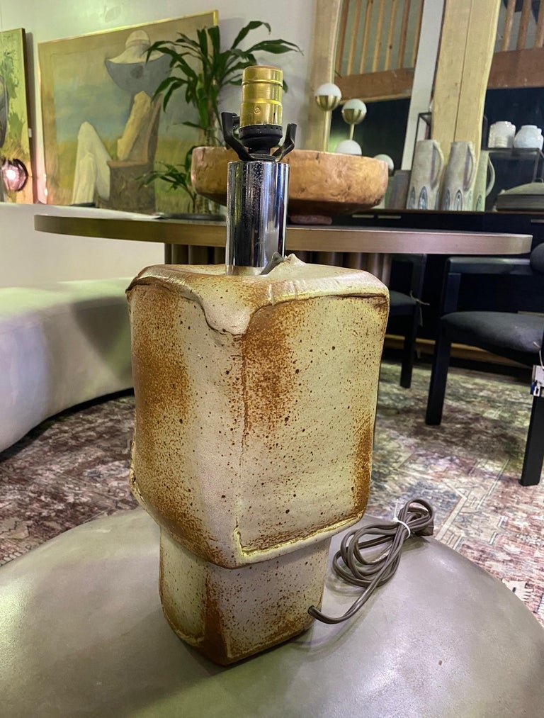 Kazuko Matthews Signed Brutalist Studio Pottery Slab Modern Table Lamp ...