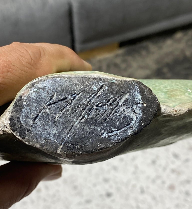 Kazuko Matthews Signed Flattened Green Glazed Sculptural Pottery Vase ...