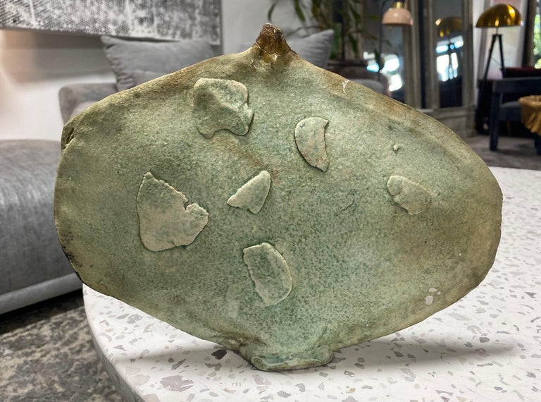 Kazuko Matthews Signed Flattened Green Glazed Sculptural Pottery Vase ...