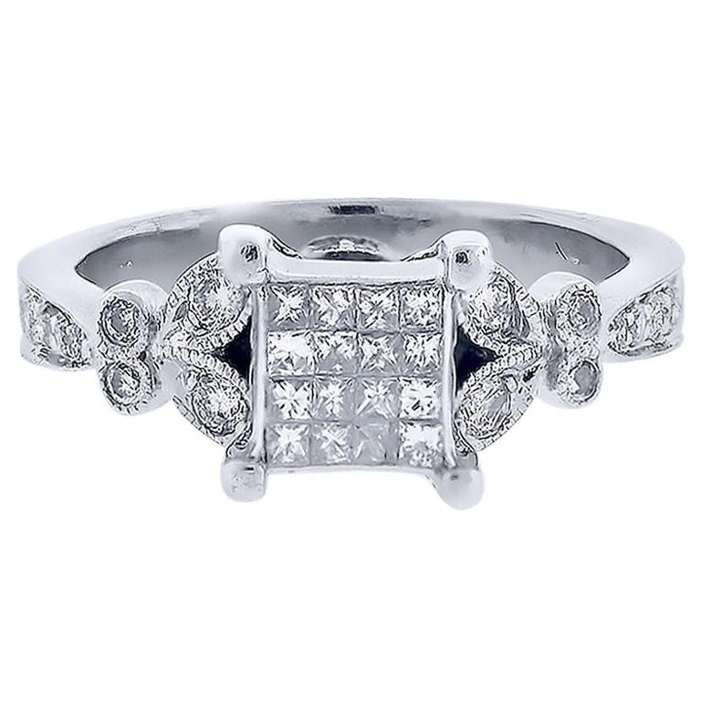 KC Designer Diamond Invisible Princess Ring White Gold For Sale at 1stDibs