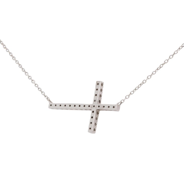 KC Designs 0.19 Carat Diamond Sideway Cross Necklace 14 Karat In Stock ...