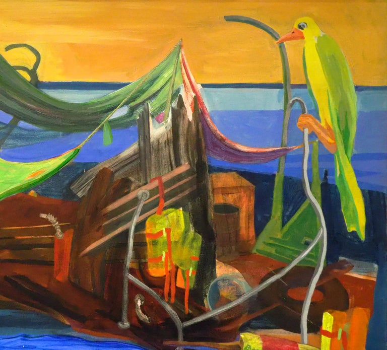 Ke Francis - Raft with Green Sail For Sale at 1stDibs