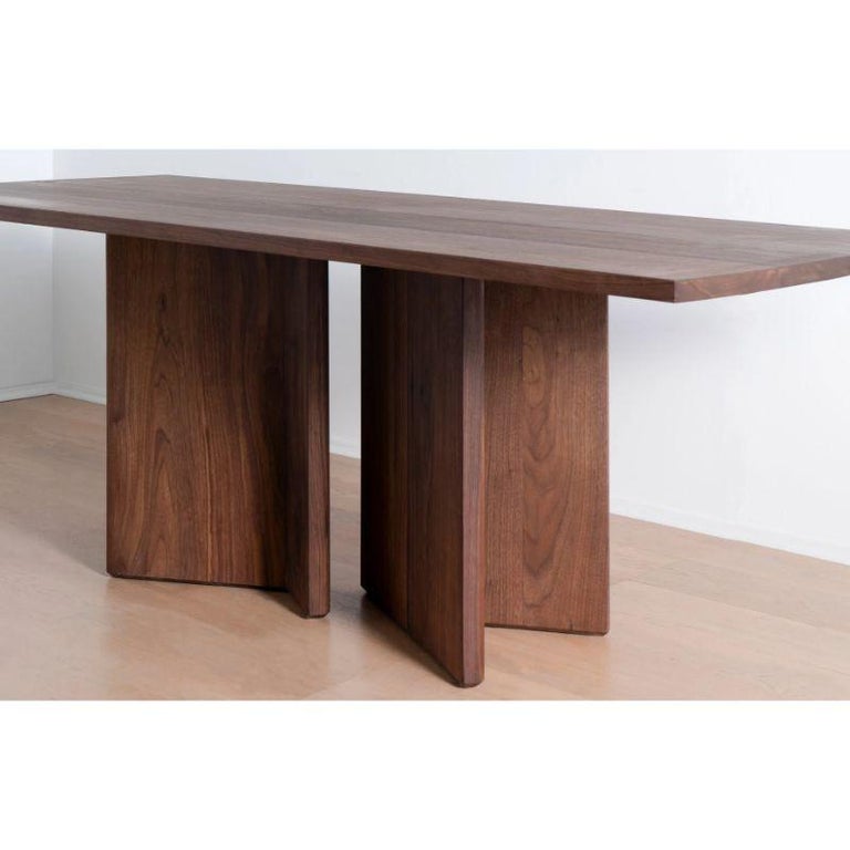 Solid Walnut Dining Table with Architectural Pedestal Base For Sale at 1stDibs