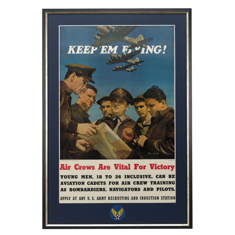 "Keep 'Em Flying" Vintage WWII U.S. Army Air Corps Recruitment Poster ...