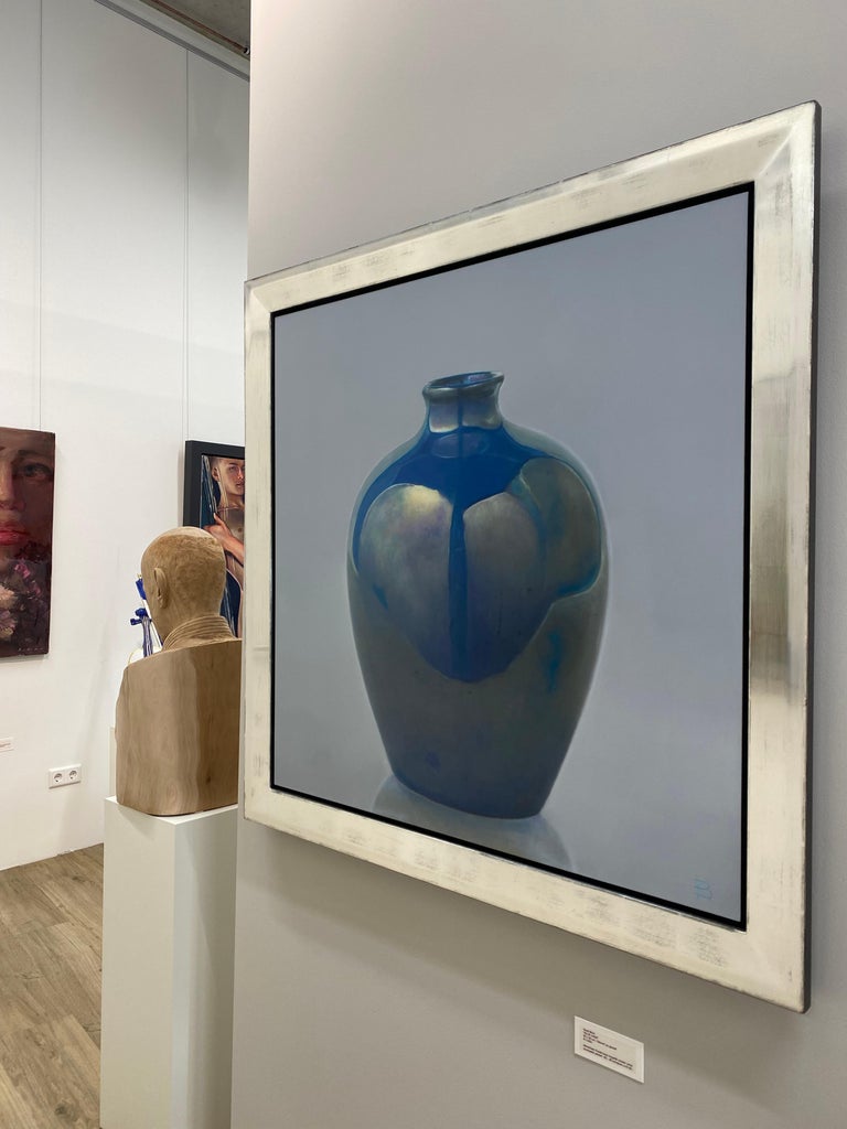 Kees Blom - Blue Vase- 21st Century Contemporary Still-life Painting of a Blue Vase For Sale at ...