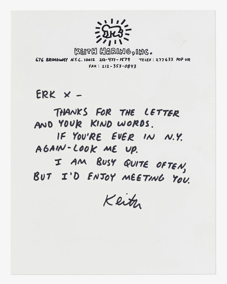 Keith Haring Handwritten letter 1989 (Keith Haring letter) - Great ...