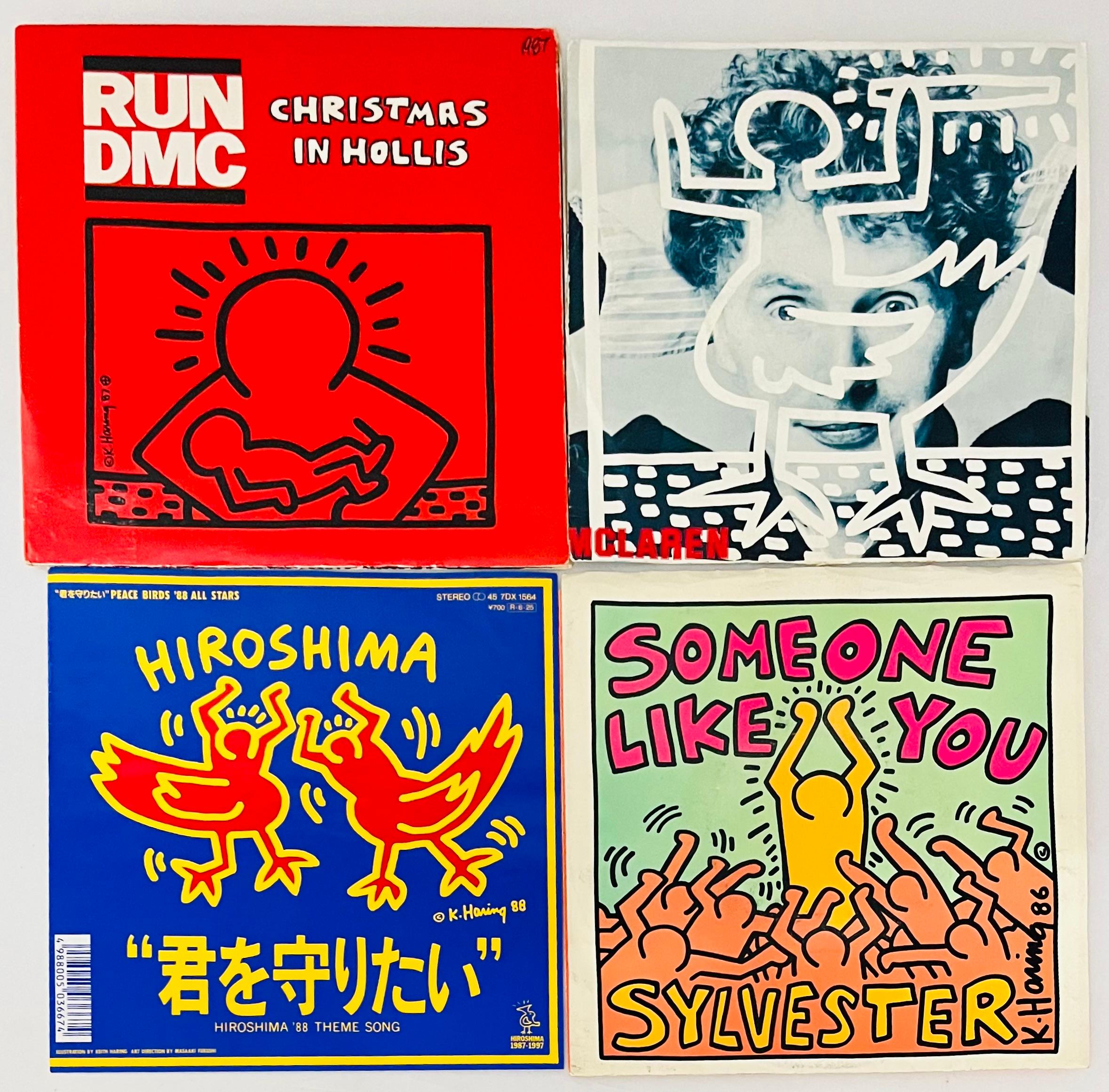 Original Keith Haring Record Art: set of 4 (1980s Keith Haring album ...