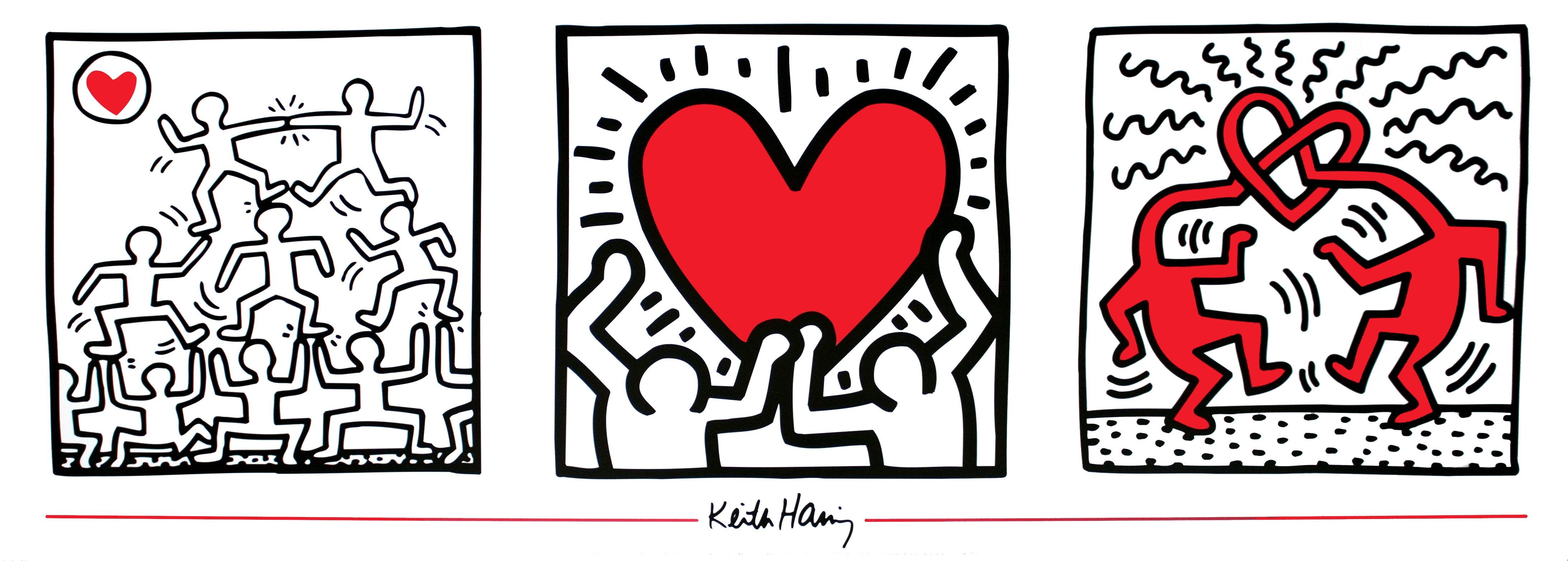 Keith Haring - 1998 Keith Haring 'Dance II' Pop Art Yellow,Blue,Red ...
