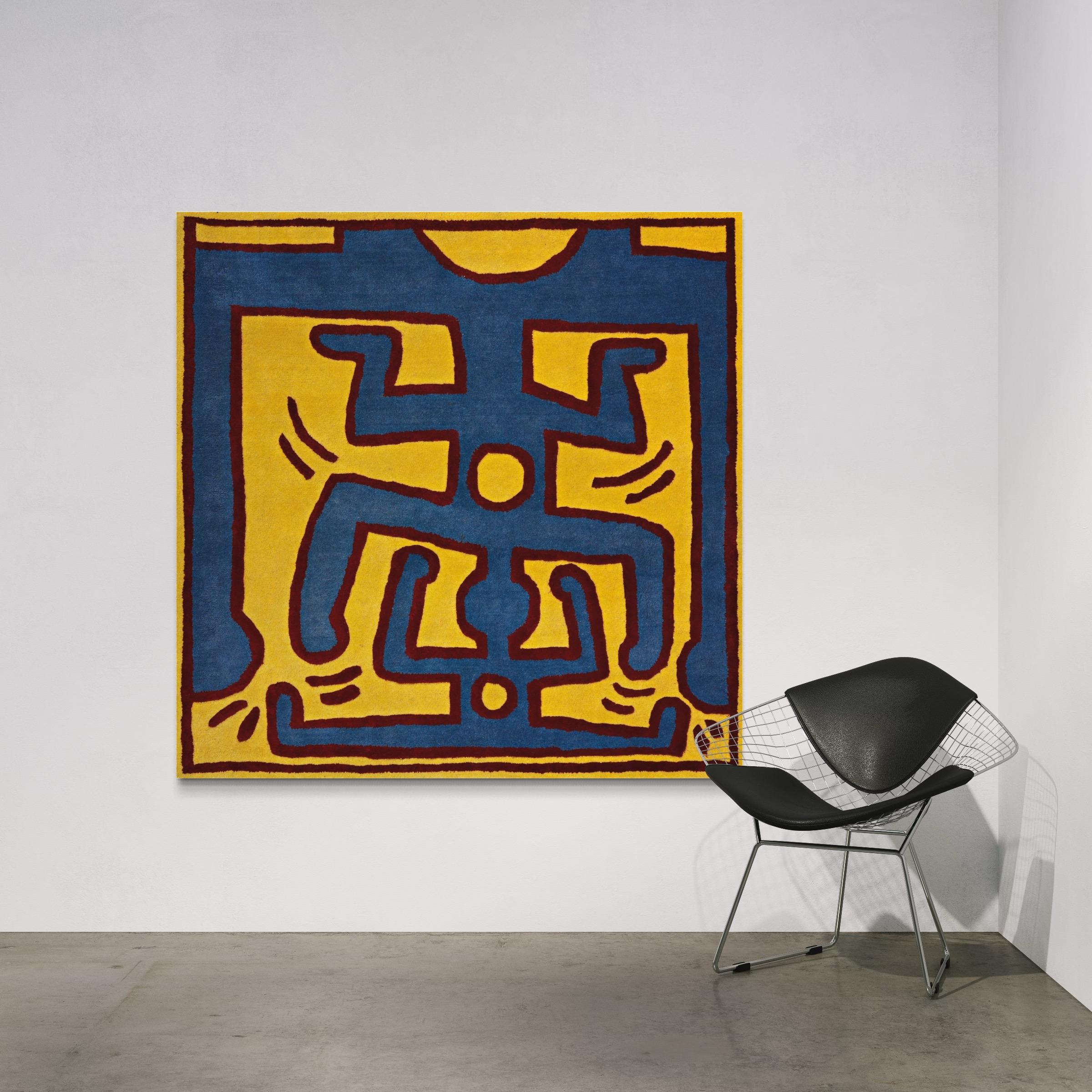 Blue Man, 1995 ca, by Keith Haring, Tapestry, edition of 50, Pop Art ...