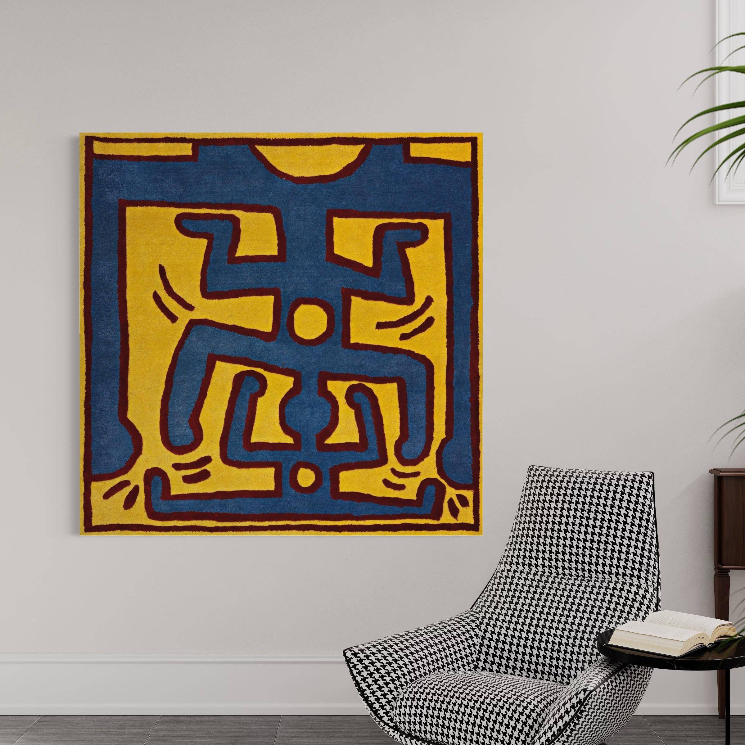 Blue Man, 1995 ca, by Keith Haring, Tapestry, edition of 50, Pop Art ...
