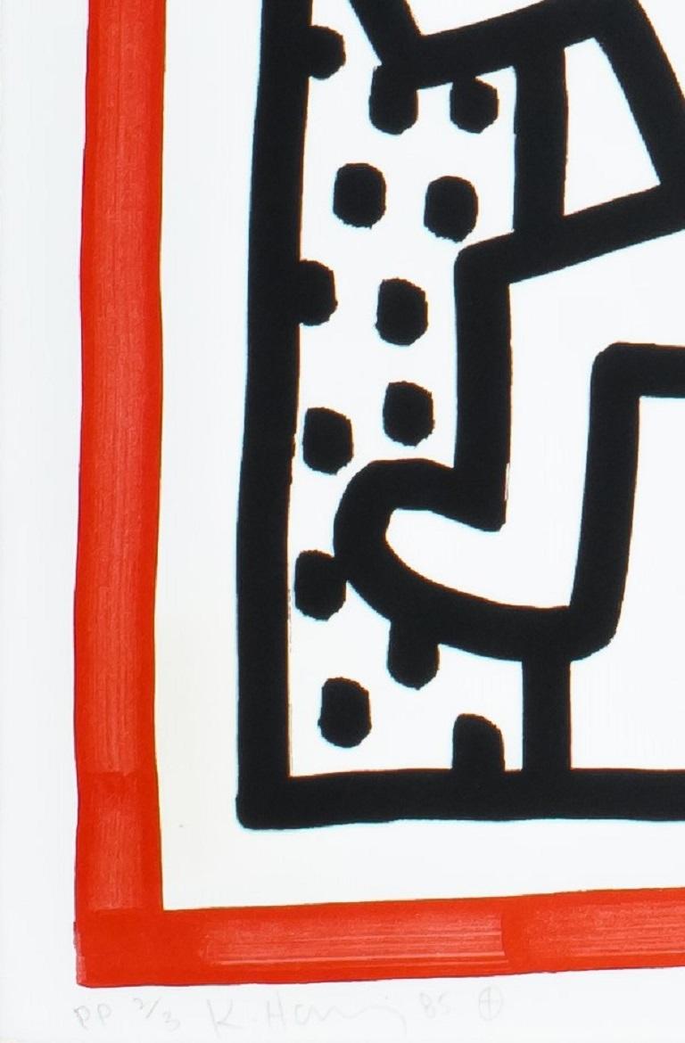 Keith Haring - Cockfight, 1985 (Three Lithographs) For Sale at 1stDibs