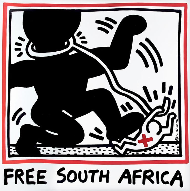 Keith Haring – Keith Haring, Plakat „Frei Südafrika“ 1985 im Angebot ...