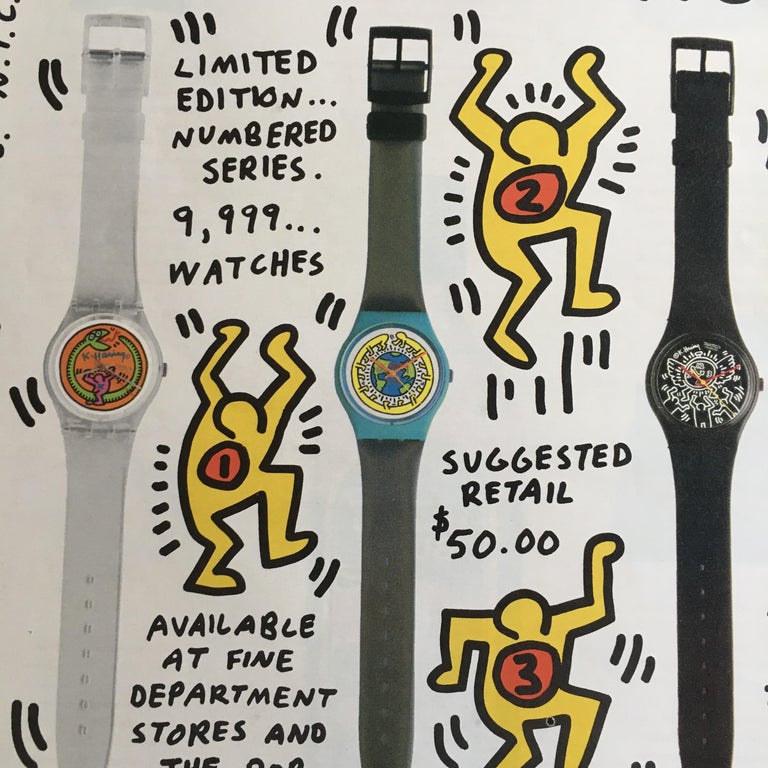 Keith Haring - Keith Haring Signed Advertisement for Swatch Watch at ...