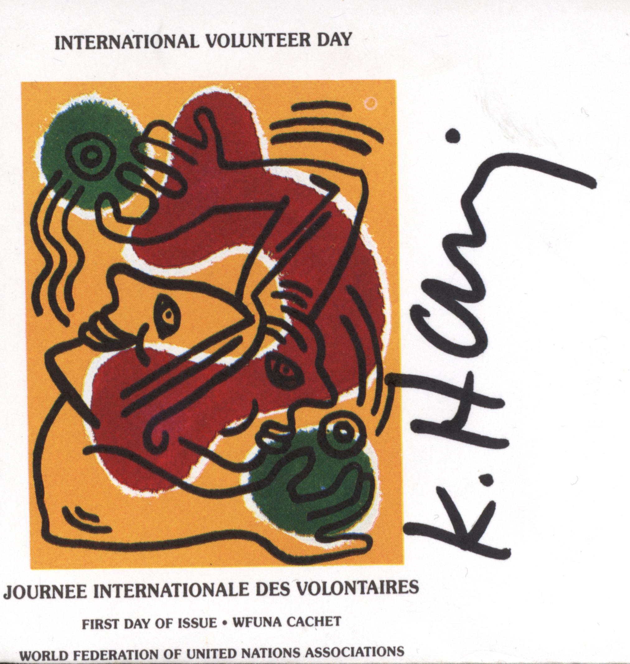 Keith Haring - Signed Keith Haring International Volunteer Day mailer ...