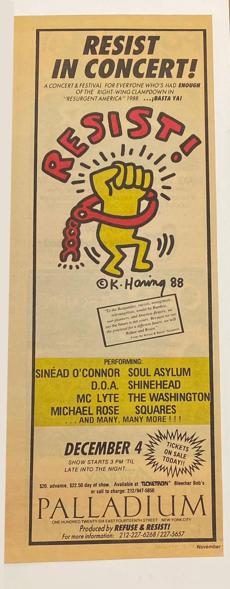 Keith Haring Resist in Concert 1988 'announcement' at 1stDibs | resist ...