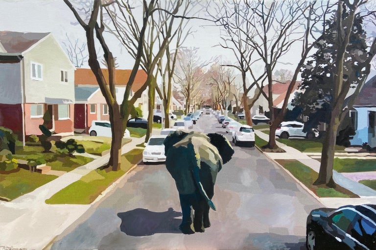 Keith Thomson - Sunday in the Burb, Original Painting For Sale at 1stDibs
