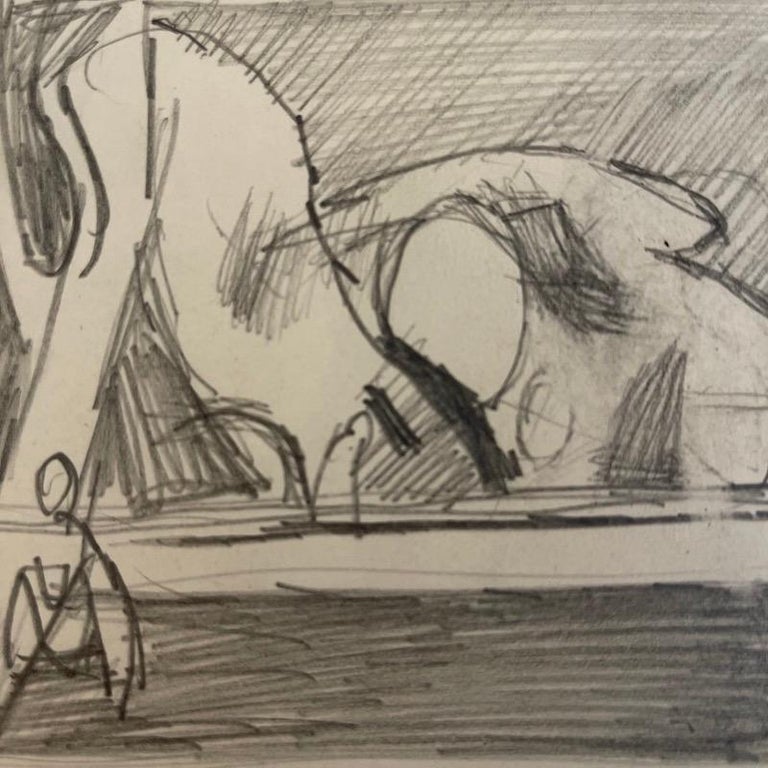 Keith Vaughan Figures in Landscape Circa 1960 Pencil Drawing For Sale ...